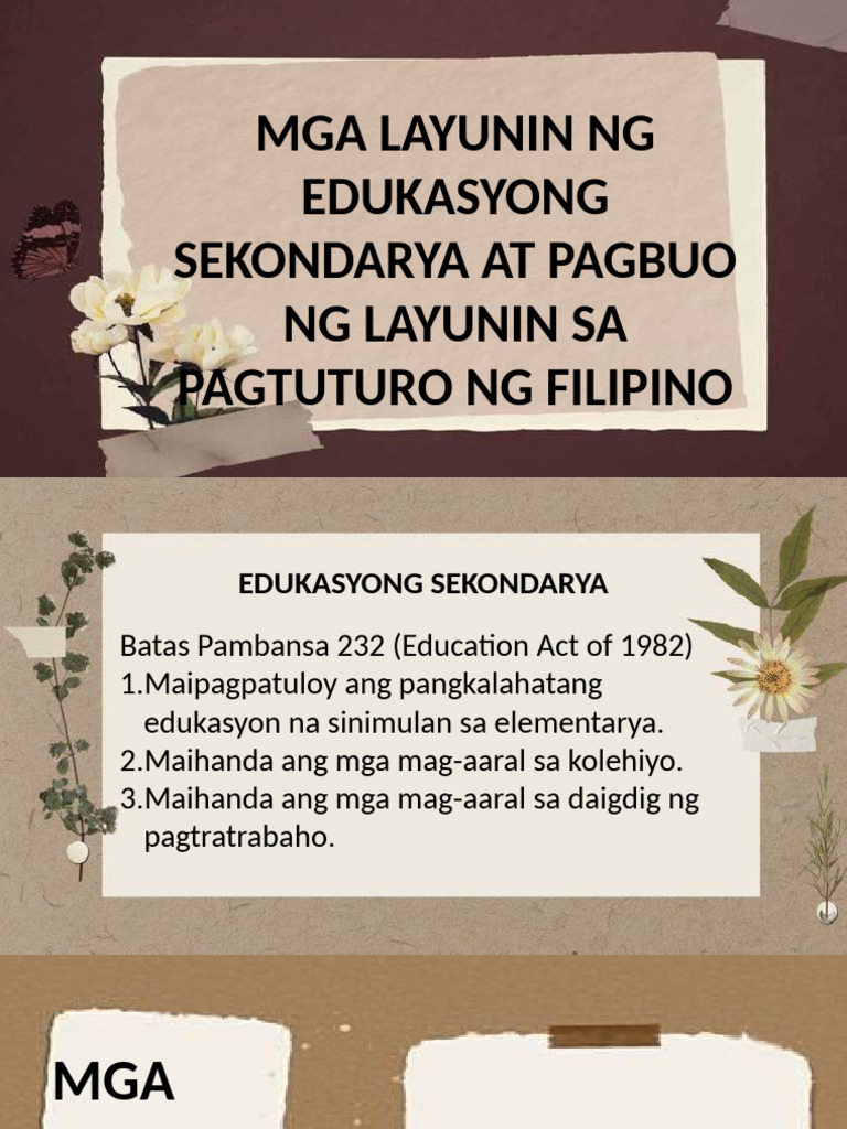 Mga Layunin NG Edukasyong Sekondarya Sa Pagbuo No.2 | PDF