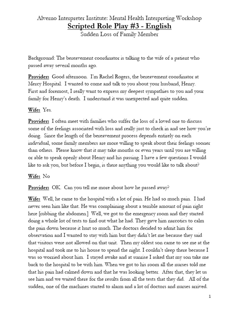 Scripted Role Play 3 English Sudden Loss of Family Member Compress | PDF