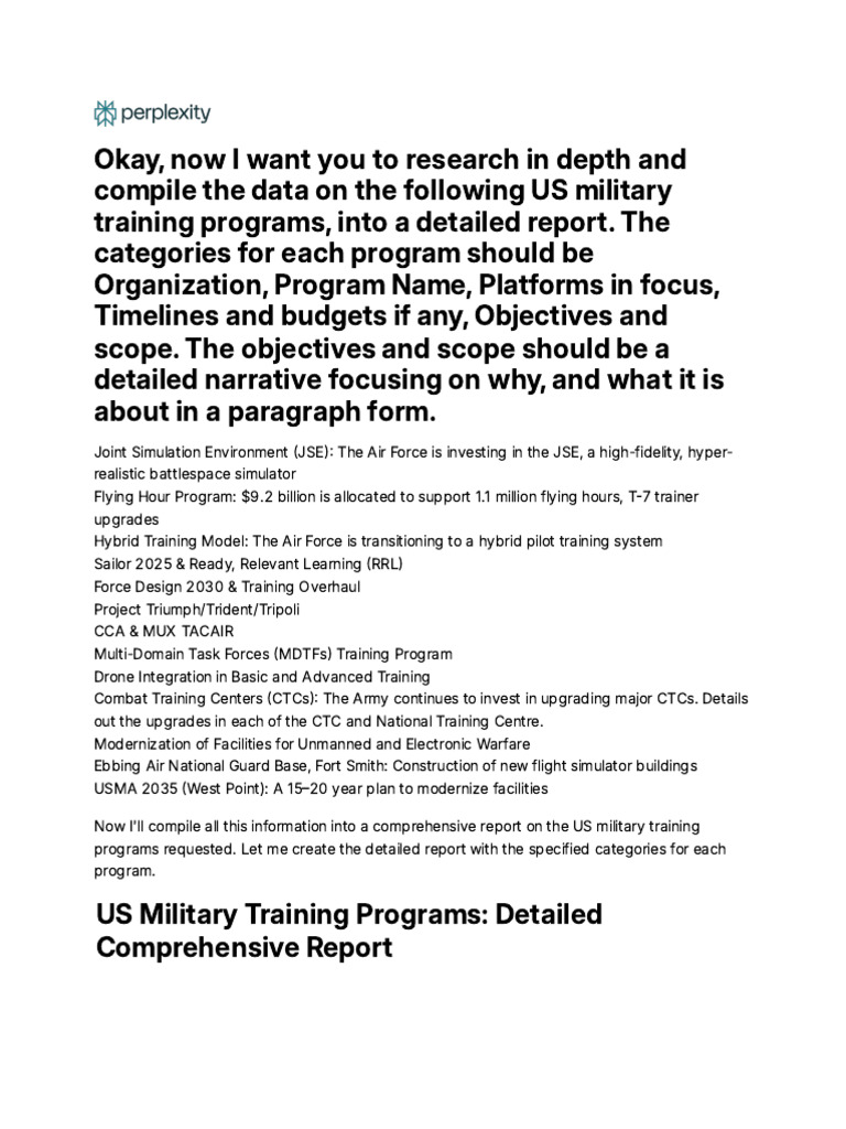 Advancements in Military Training Programs | PDF | Unmanned Aerial ...