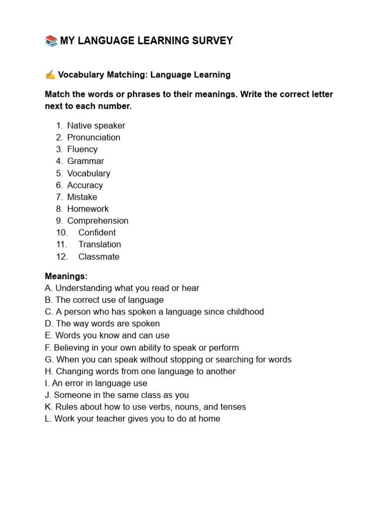 ? My Language Learning Survey-2 | PDF