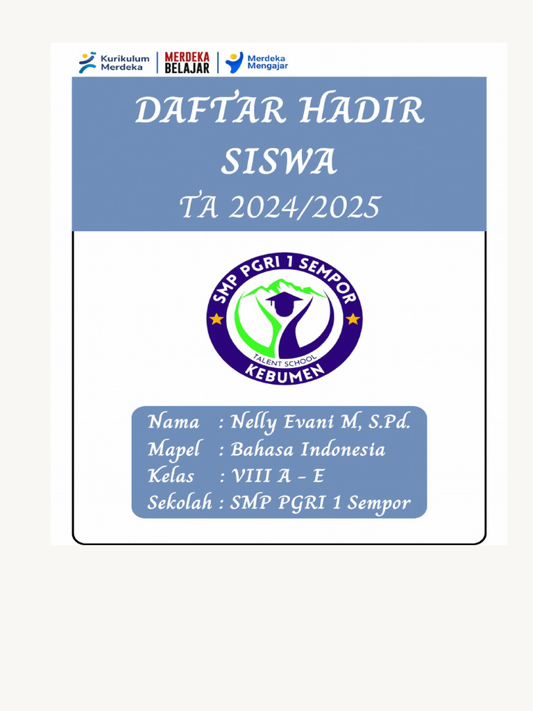 Cover Daftar Hadir Siswa | PDF