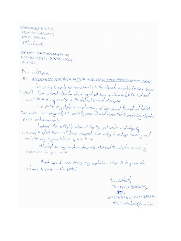 Daphine's Application | PDF