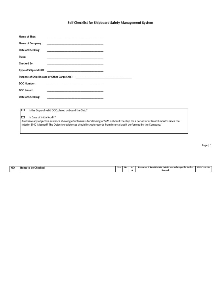 Shipboard Safety Management Checklist | PDF | Ships | Water Transport