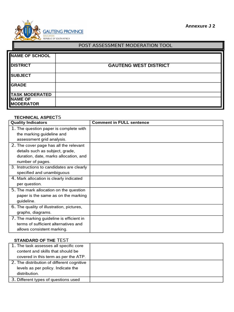 Post Assessment Moderation Tool Guide | PDF | Educational Assessment ...