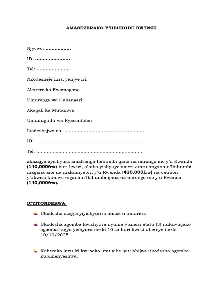 Amasezerano Y'inzu | PDF