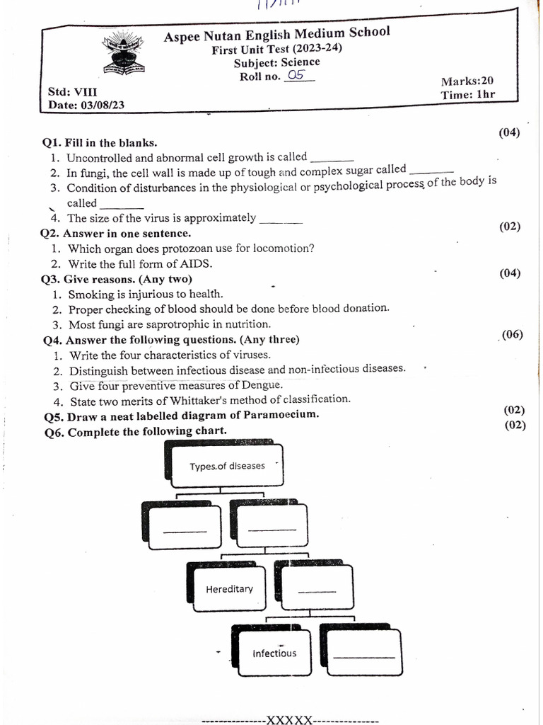 8th Science Practice Paper | PDF