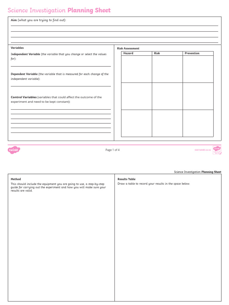 Science Experiment Planning Template | PDF