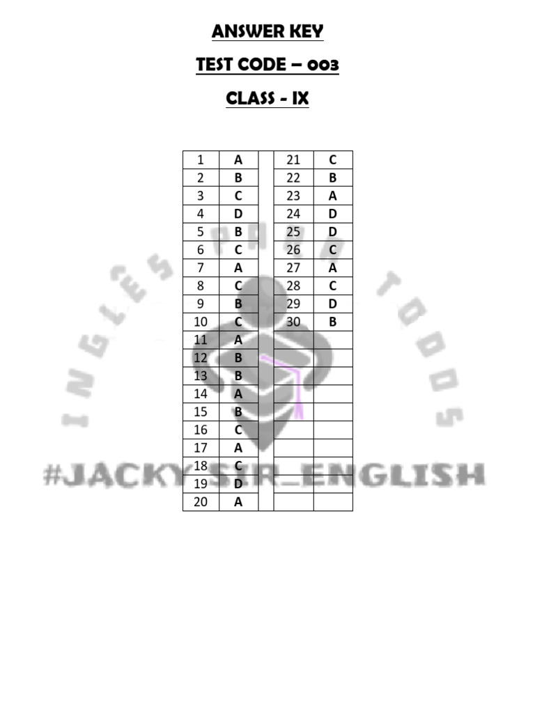 English Test 003 Answer Key | PDF