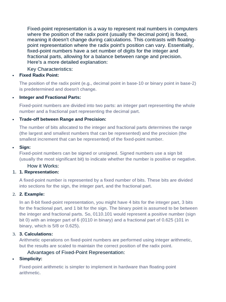 Fixed Point Representation | PDF | Numbers | Decimal
