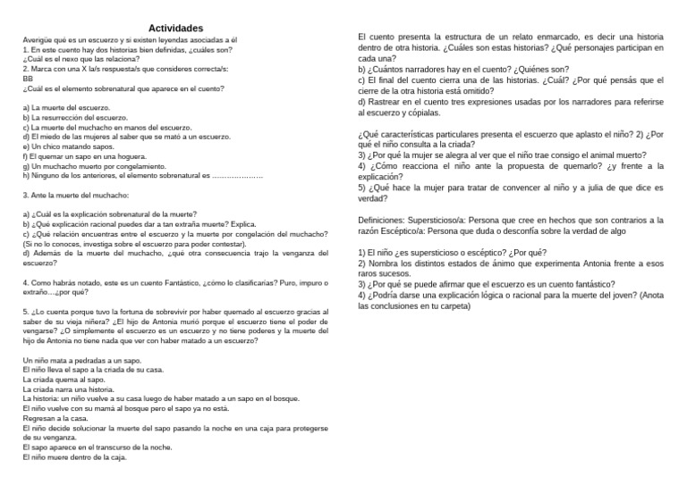 Actividades de - El Escuerzo | PDF