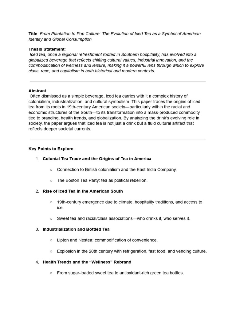 Ice Tea Thesis | PDF | Tea | Society