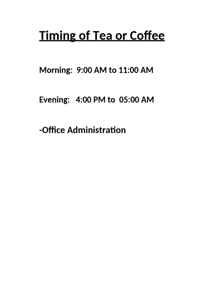 Timing of Tea or Coffee | PDF