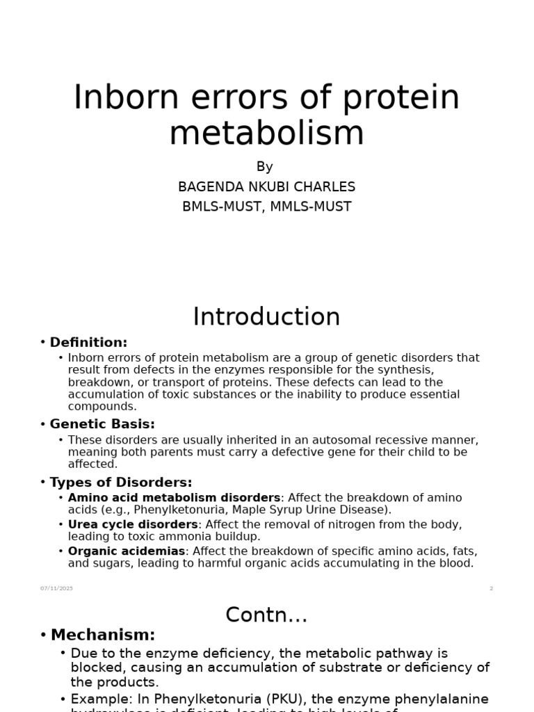 Inborn Errors of Protein Metabolism | PDF | Gel Electrophoresis ...