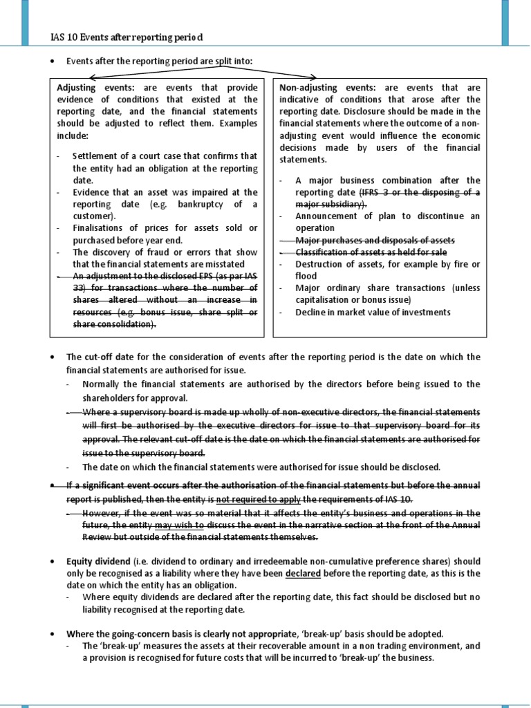 IAS 10 Events After The Reporting Period | Download Free PDF ...