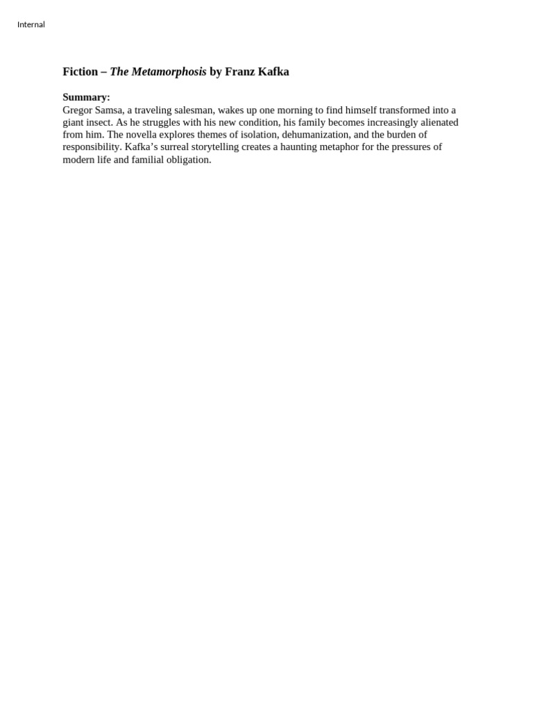 The Metamorphosis: Kafka's Alienation Themes | PDF