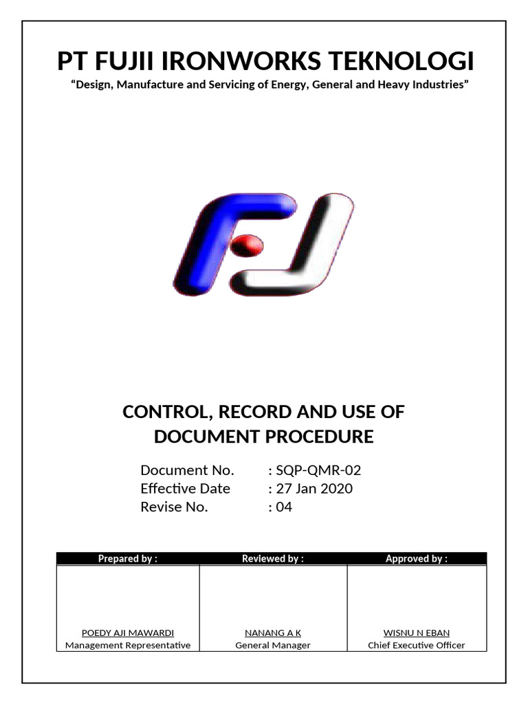 SQP-QMR-02 R04 - Control Record and Use of Document | PDF | Quality ...