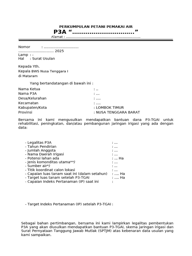 Surat Usulan P3a | PDF