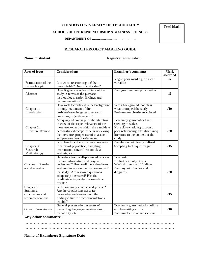Dissertations Marking Guide | PDF | Data | Methodology