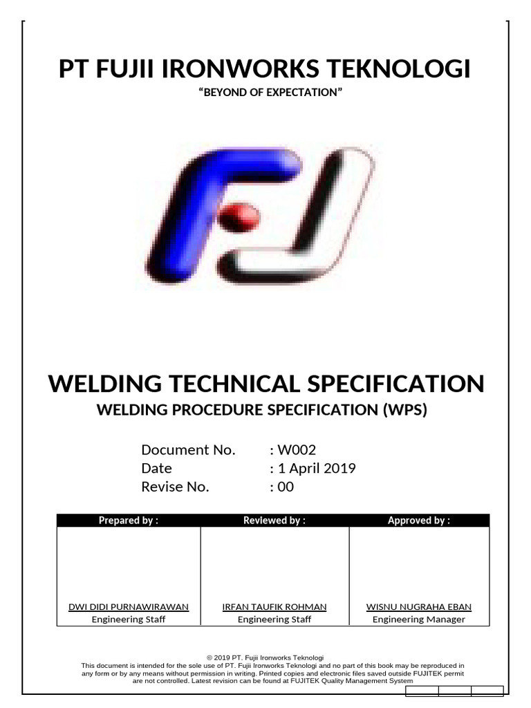 W002 R0 - Welding Procedure Specification (WPS) | PDF | Welding | Construction