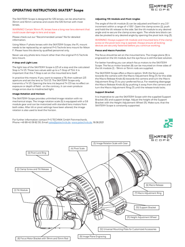 SKATER® Scope Operating Instructions | PDF | Camera Lens | Macro ...