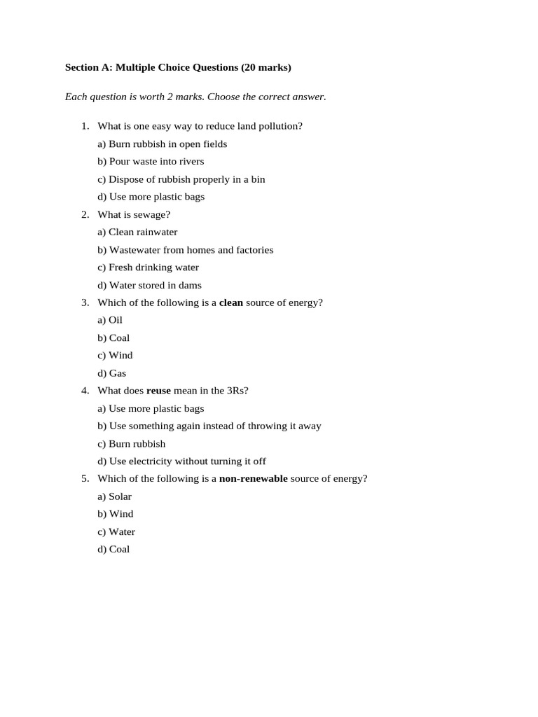 Environment Second Part Test | PDF