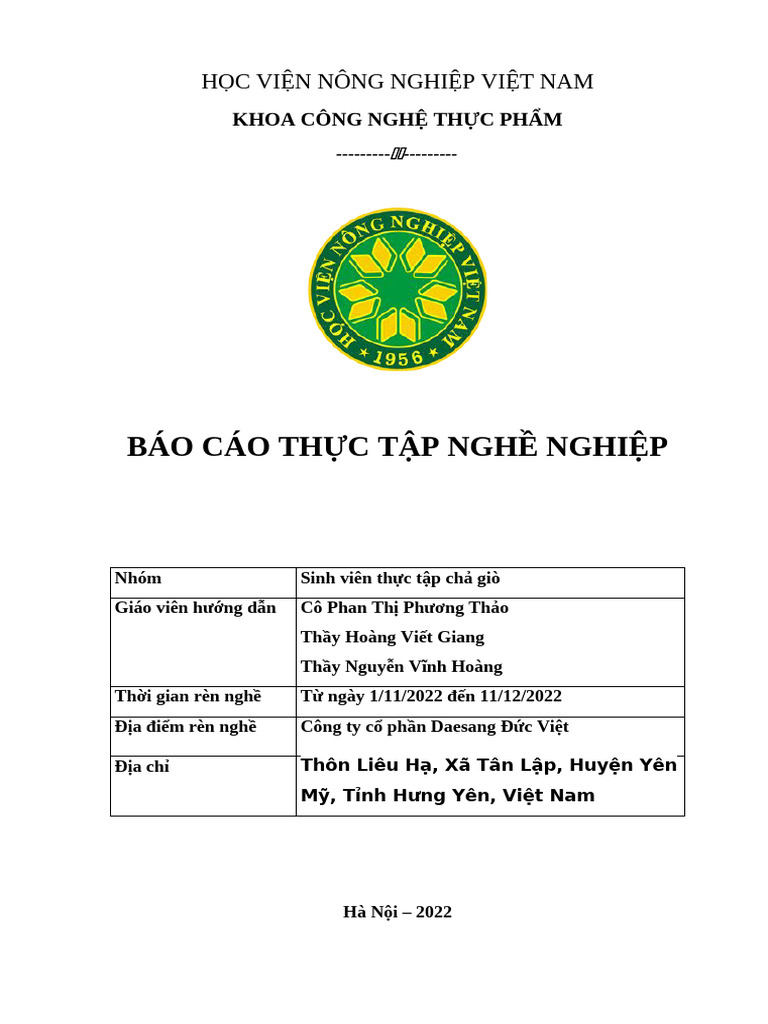 (123doc) Bao Cao Thuc Tap Cha Gio Daesang Duc Viet | PDF