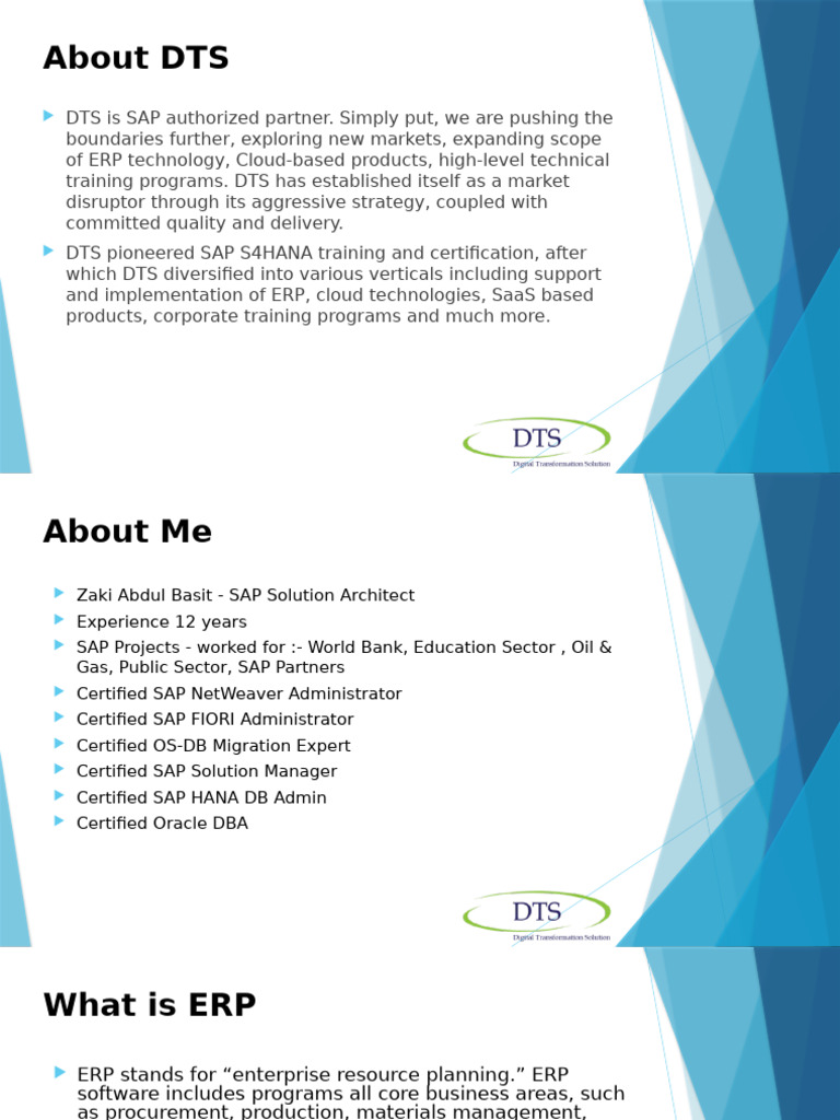 Presentation For DTS | PDF | Enterprise Resource Planning | Computing