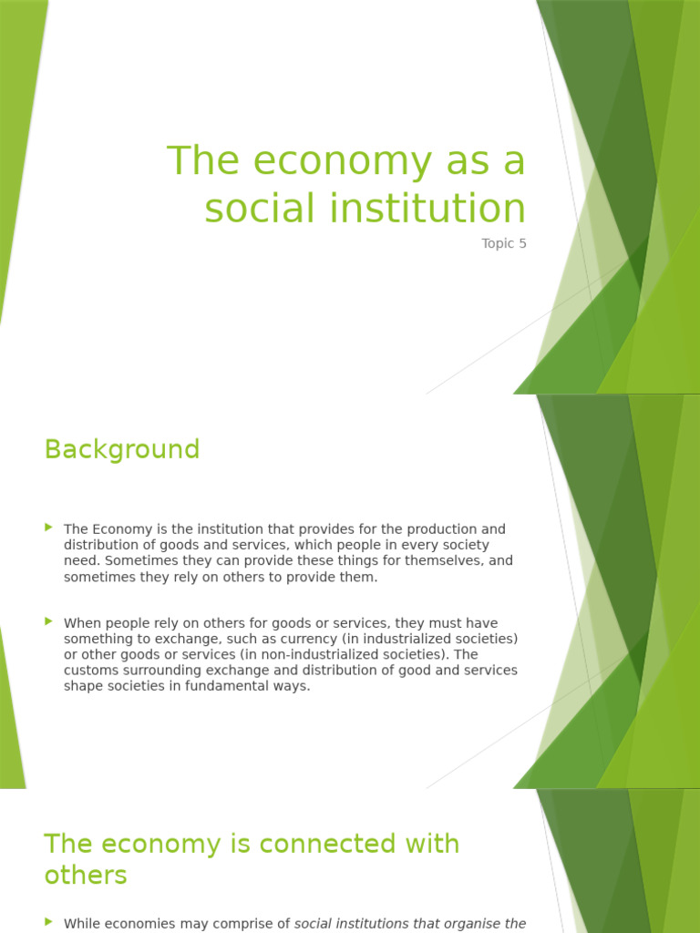 Economy as a Social Institution | PDF | Society | Economies