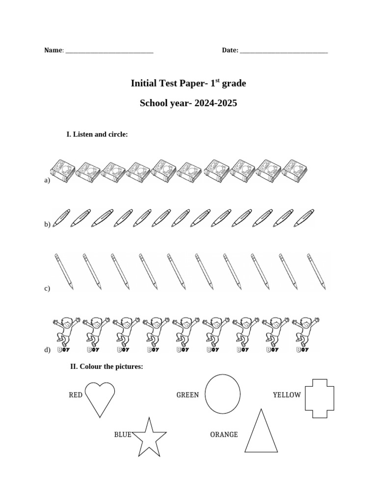 Test Initial Clasa 1 | PDF