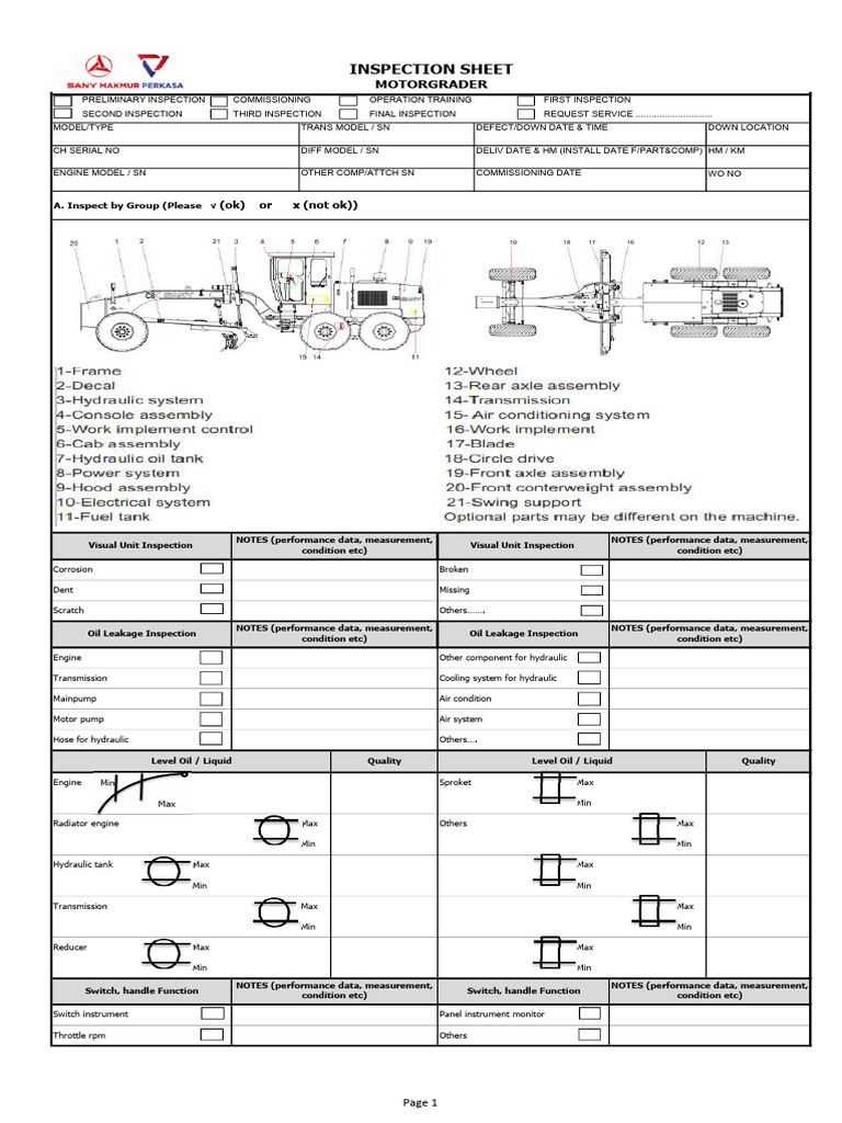 Motorgrader Inspection and Maintenance Guide | PDF | Pump ...