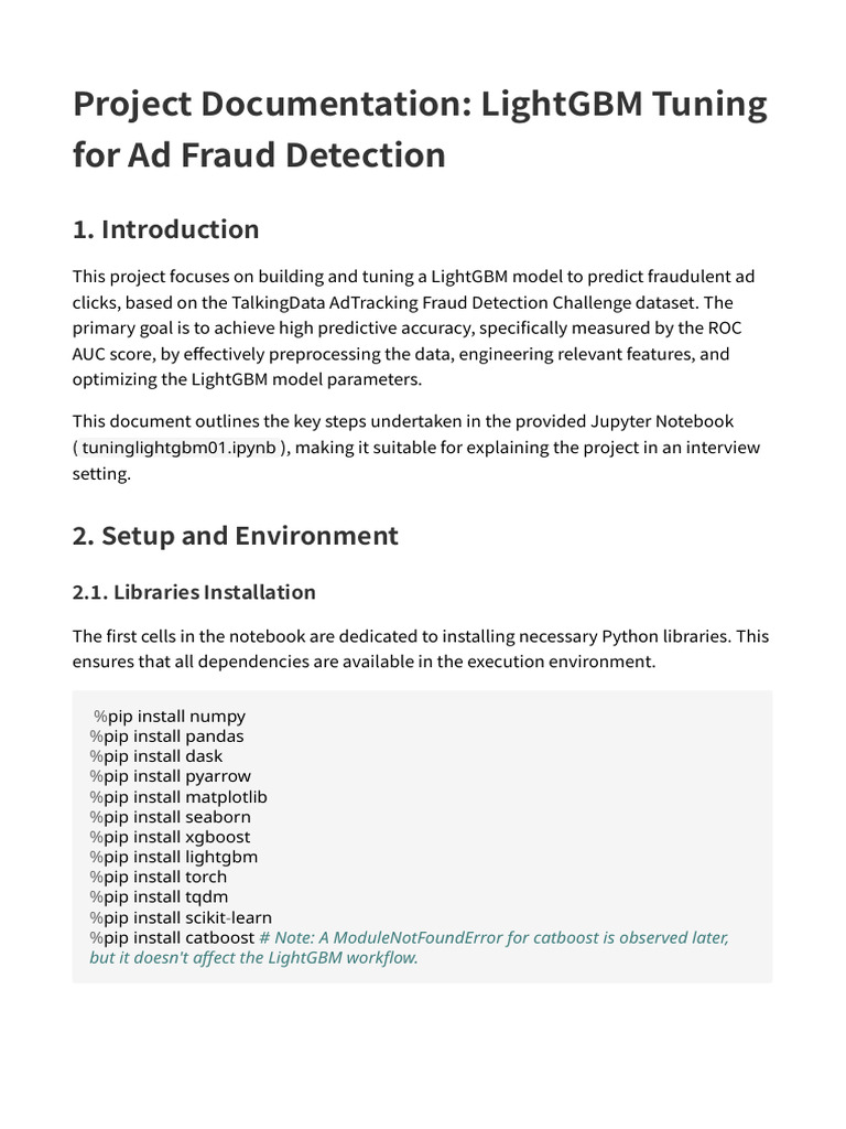 Project Documentation - LightGBM Tuning For Ad Fraud Detection | PDF | Receiver Operating ...