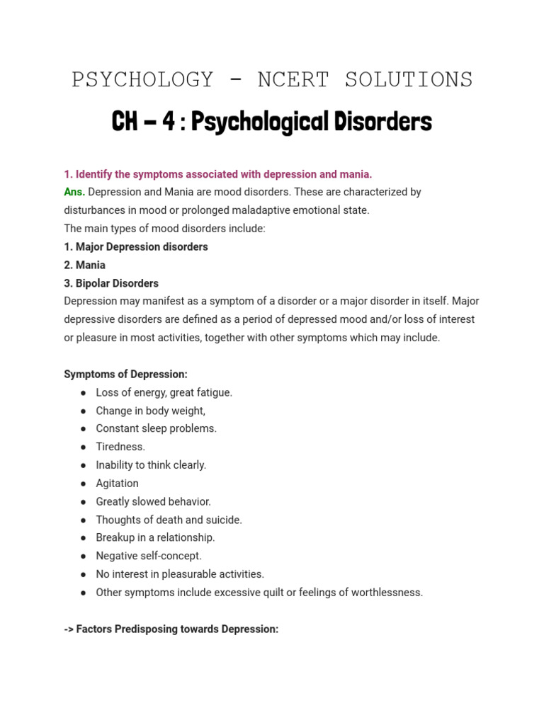 Psychological Disorders Overview | PDF | Substance Abuse | Mental Disorder