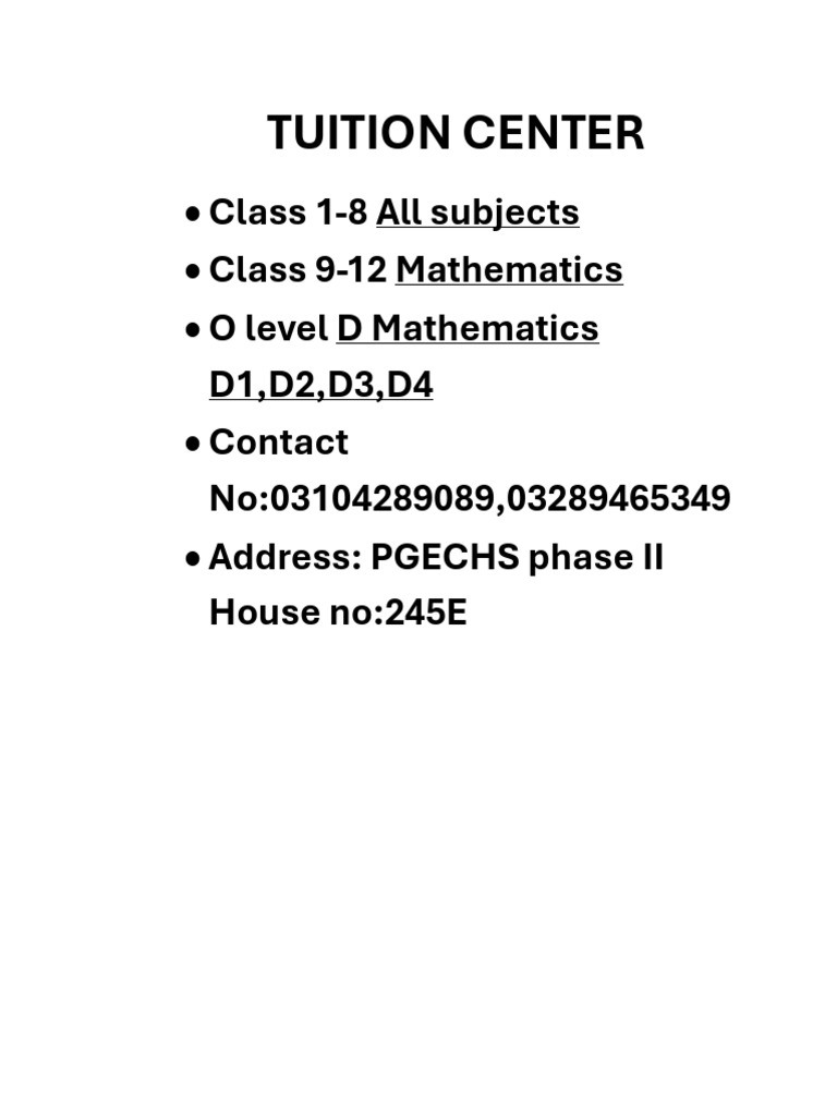 Tuition Center | PDF