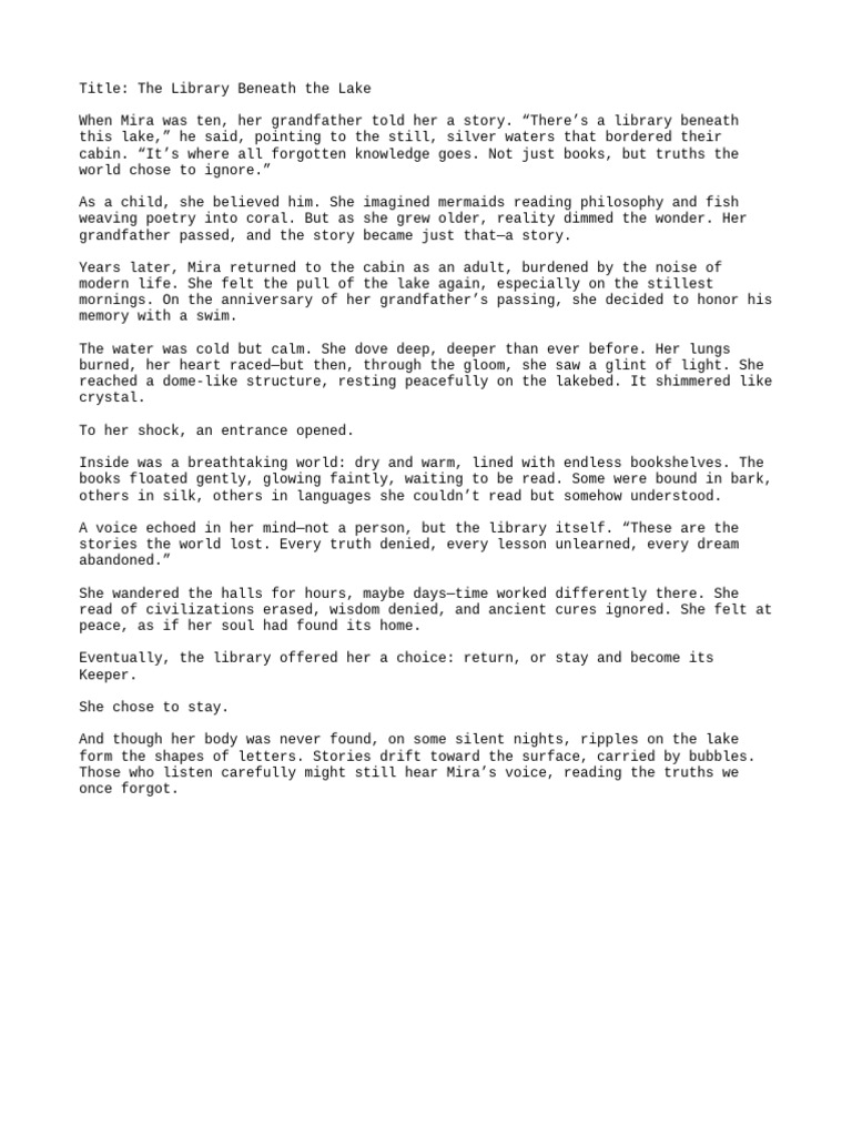 The Library Beneath The Lake | PDF