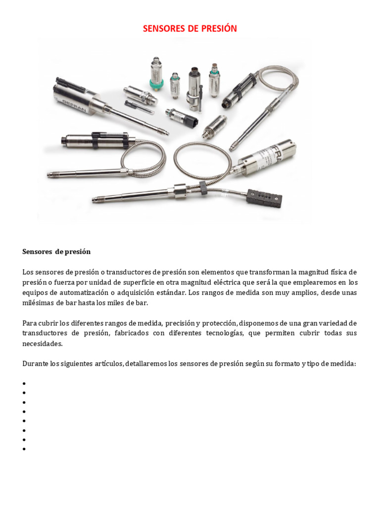 Tipos de Sensores de Presión y Usos | PDF