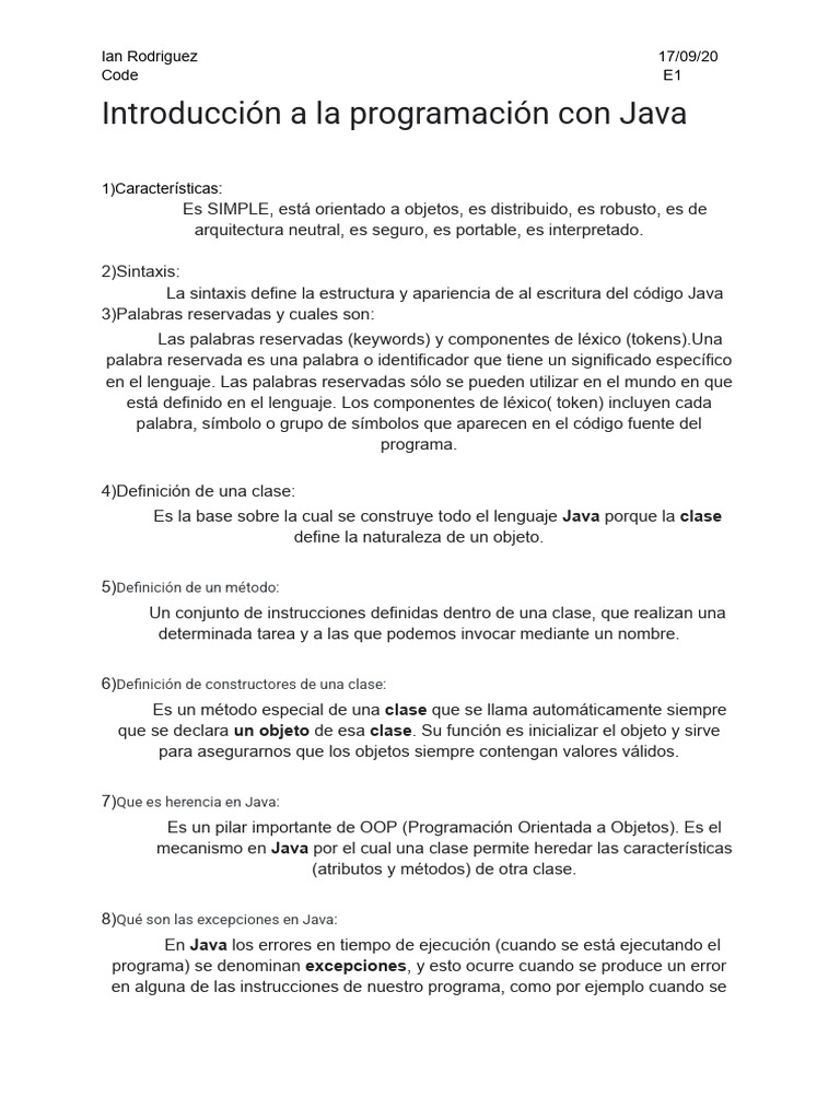 Introducción A La Programación Con Java | PDF | Java (lenguaje de programación) | Objeto ...