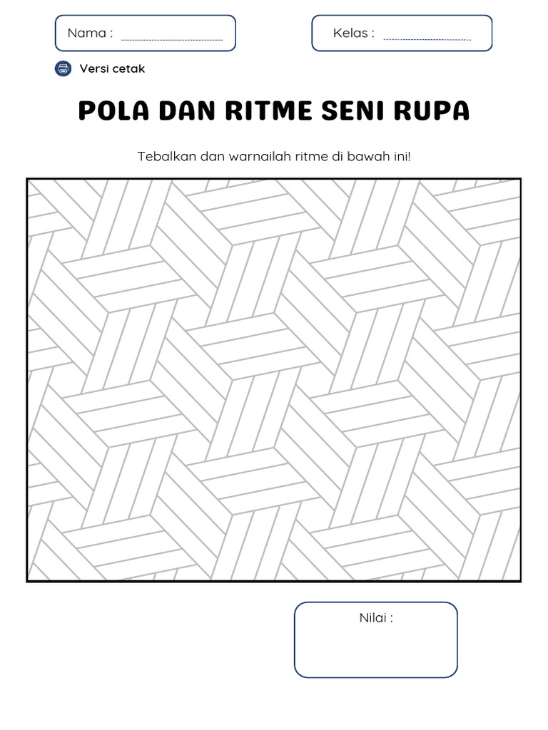 Pola Dan Ritme Seni Rupa Lembar Kerja SD Kelas 3 Biru Putih Ilustratif ...