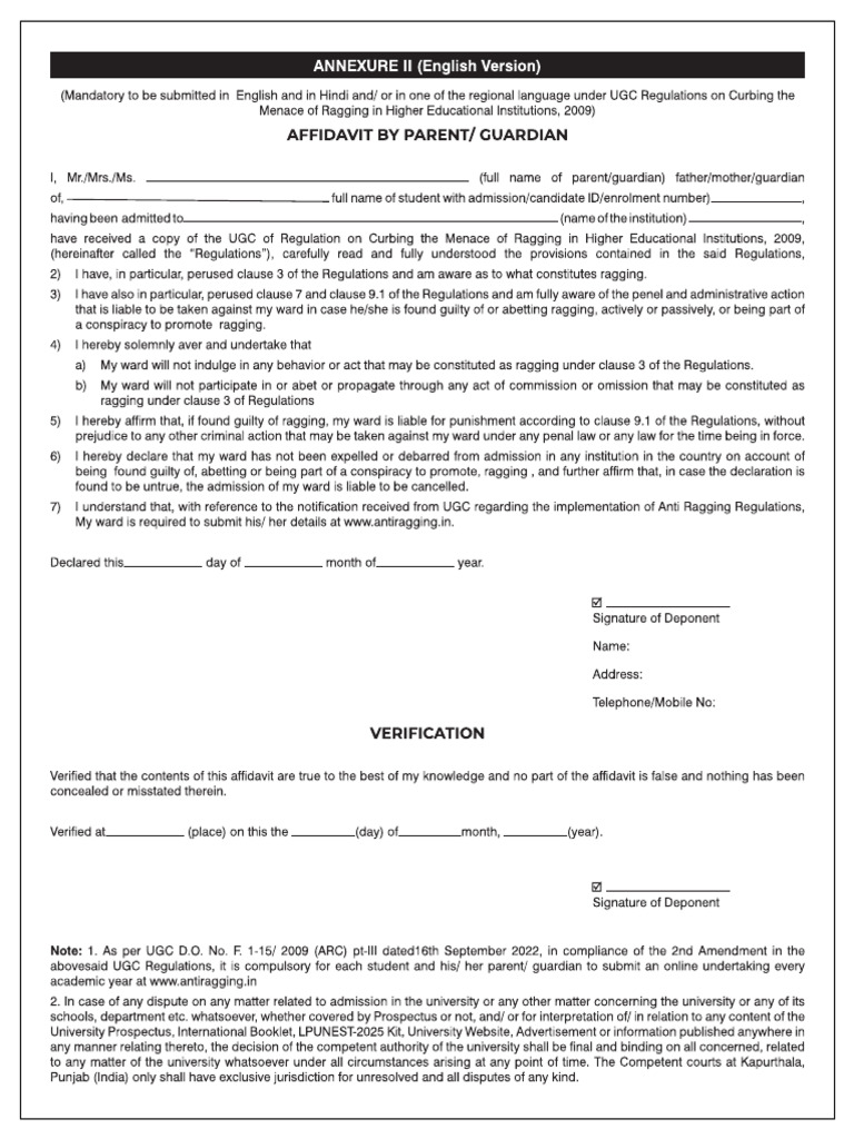 LPU_Antiragging_parent | PDF