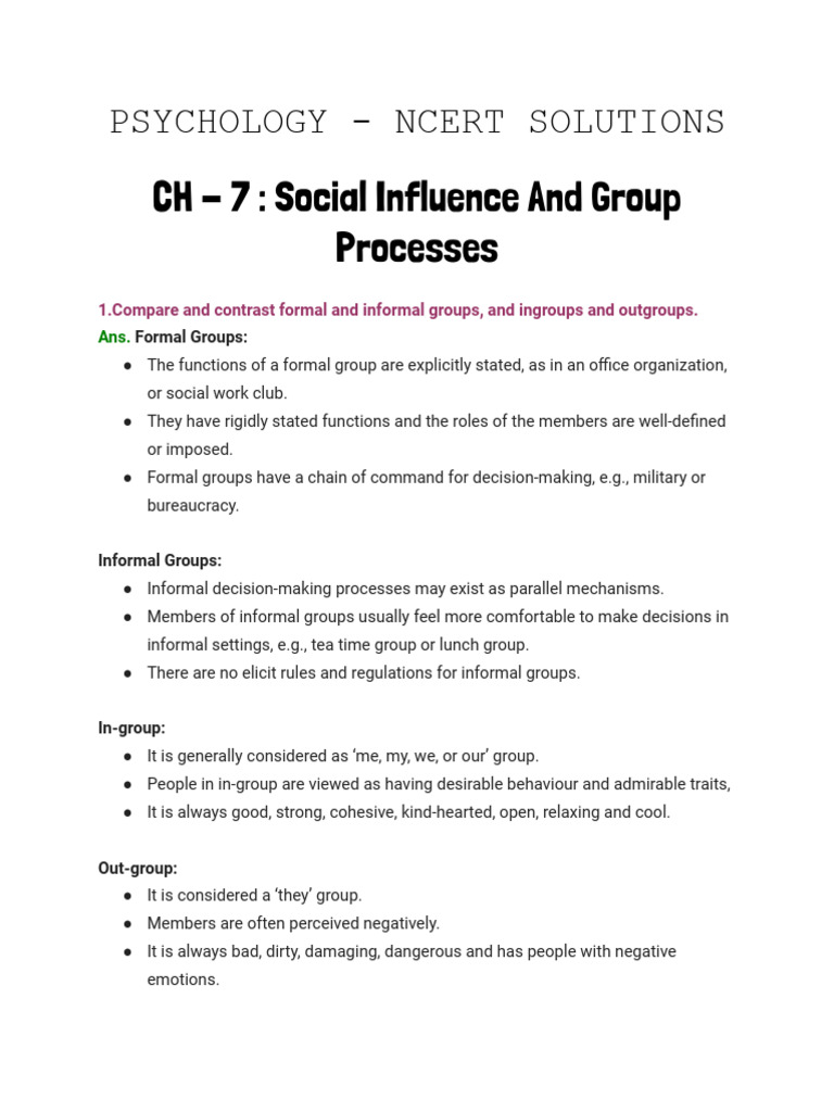 Social Influence and Group Dynamics | PDF | Psychology | Social Psychology
