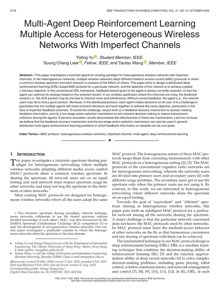 Multi-Agent Deep Reinforcement Learning Multiple Access For Heterogeneous Wireless Networks With ...