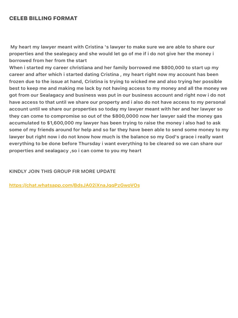 Celebrity Billing Format Overview | PDF