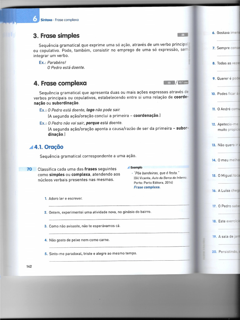 Frase Simples e Frase Complexa | PDF