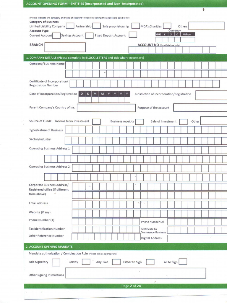 BOA Ghana Account Opening Pack | PDF