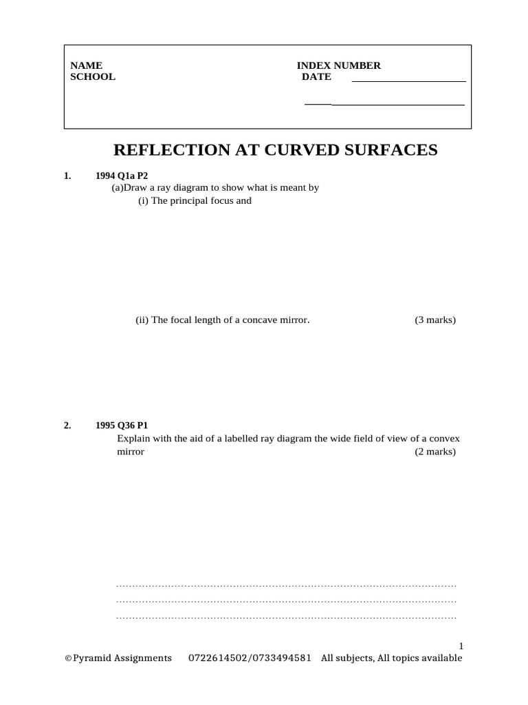 Reflection at Curved Surfaces | PDF | Mirror | Glass Engineering And Science