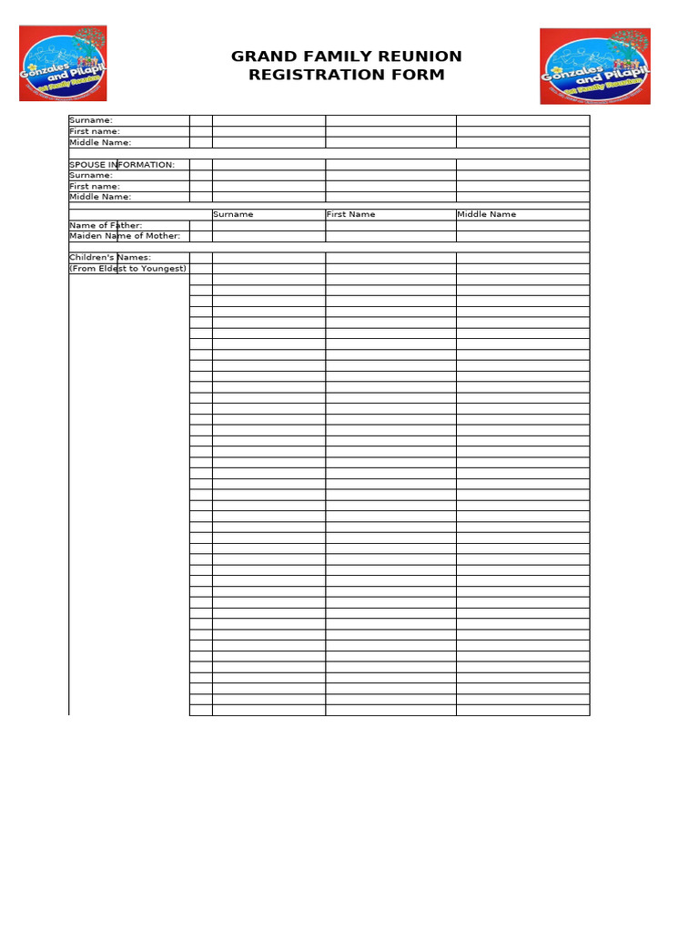 Grand Reunion Registration Form | PDF