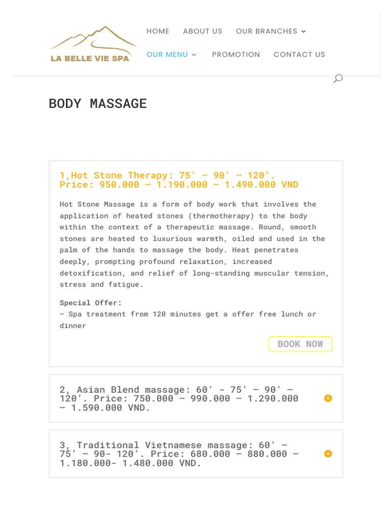 Hanoi Labelle Spa Massage Prices | PDF | Massage | Therapy