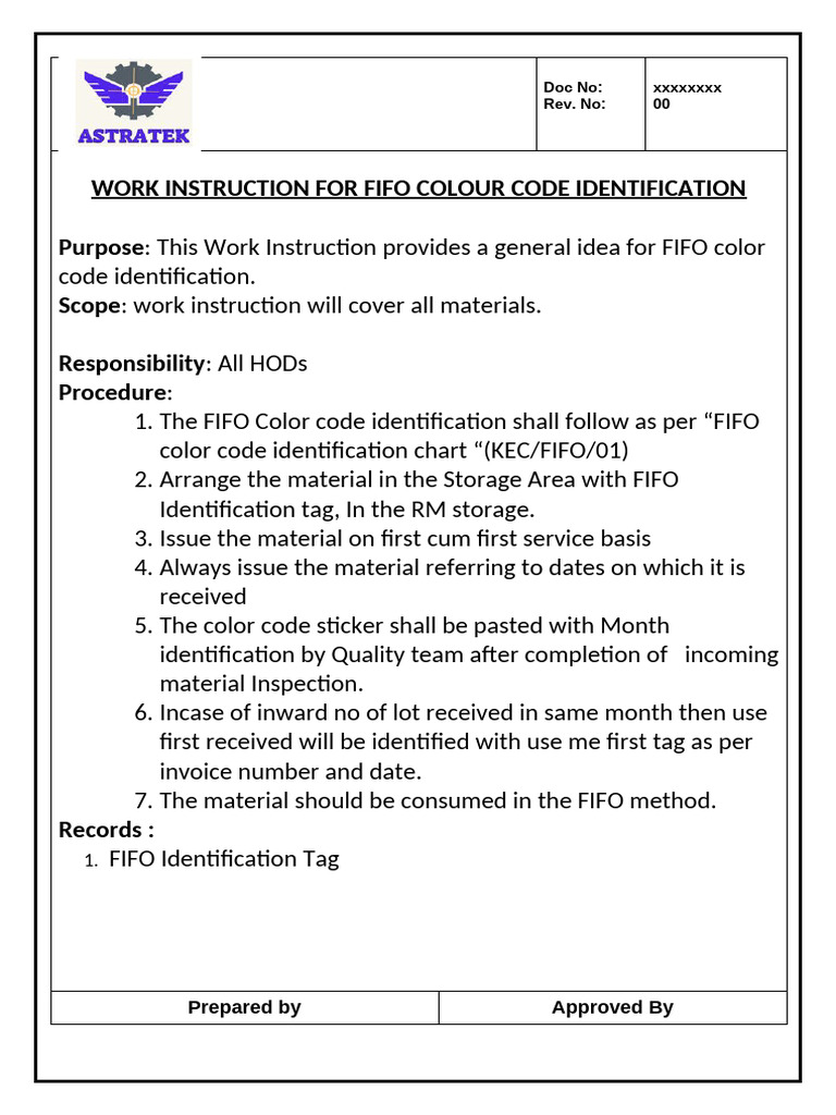 FIFO Color Code Identification Guide | PDF