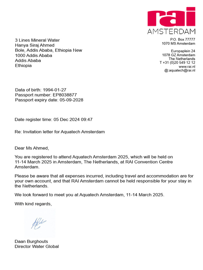 P.O. Box 77777 1070 MS Amsterdam Europaplein 24 1078 GZ Amsterdam The Netherlands T +31 (0) 20 ...