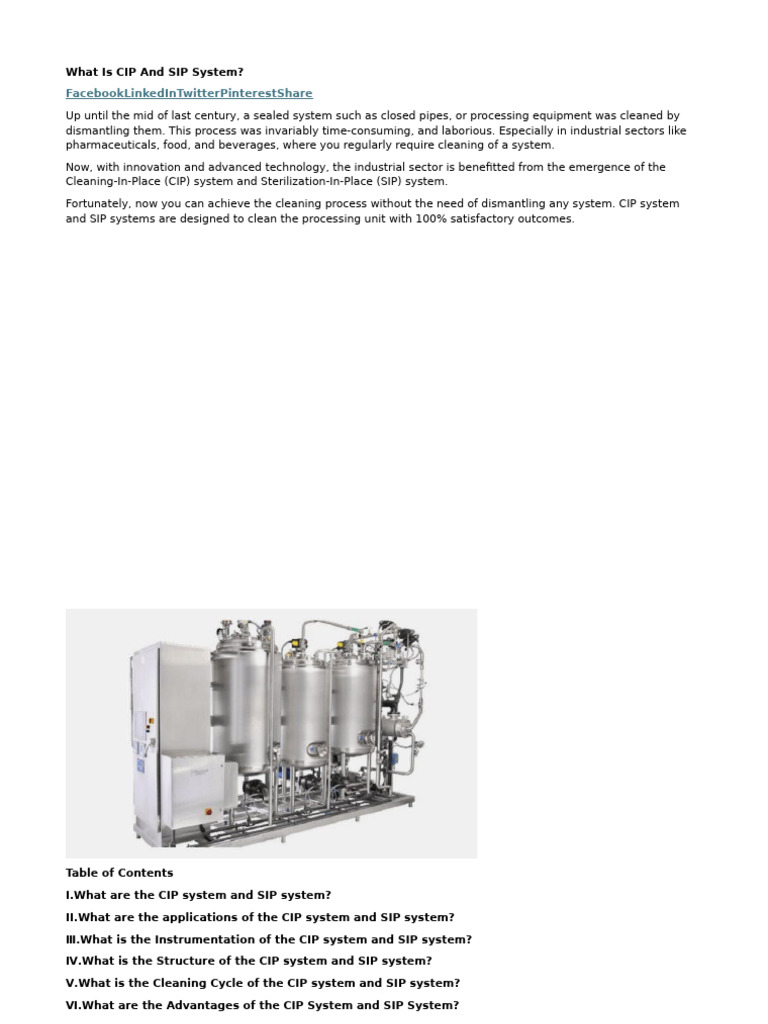 Understanding CIP and SIP Systems in Pharma | PDF | Pump | Heat Exchanger
