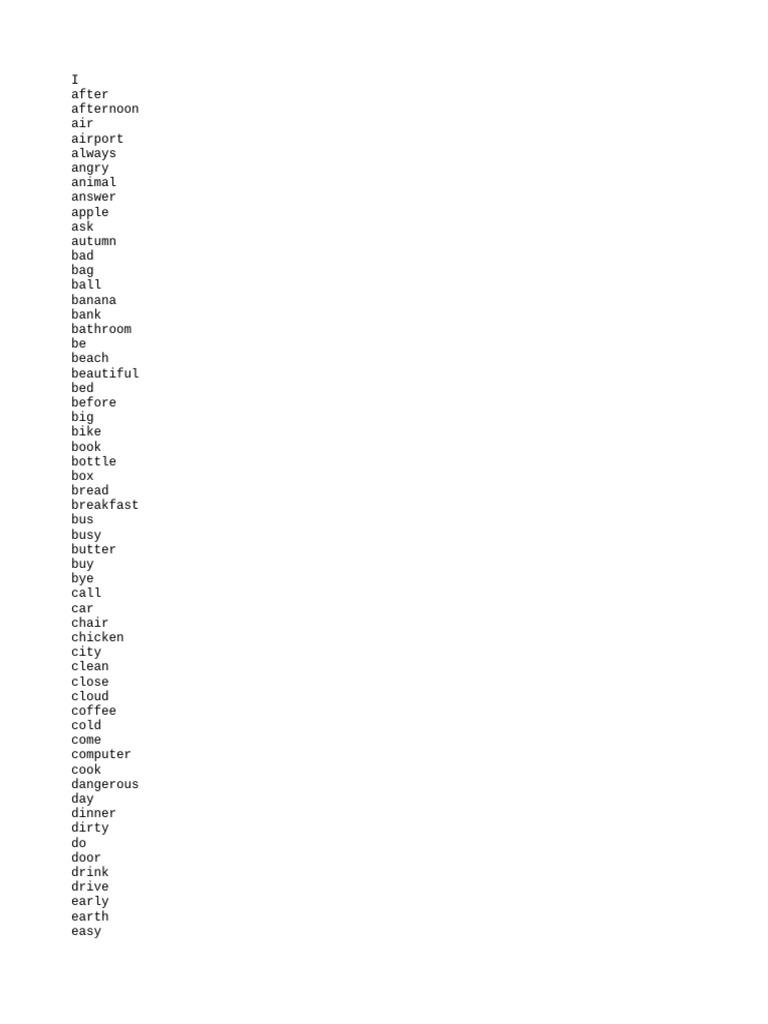 Common English Vocabulary List | PDF
